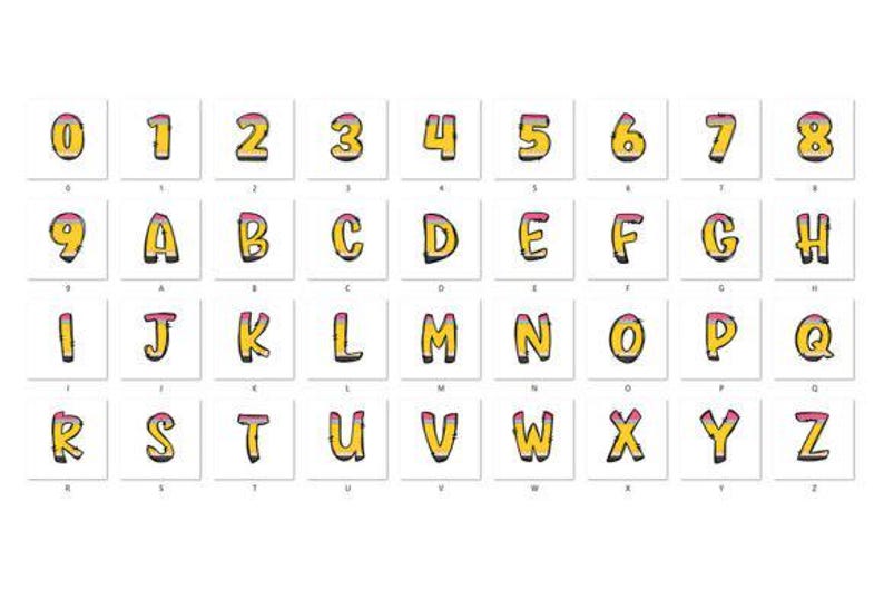 Doodle Letters and Numbers PNG: Back to School Alpha Pack (digital ...