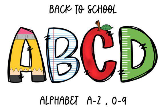 Doodle Letters and Numbers PNG: Back to School Alpha Pack (digital ...