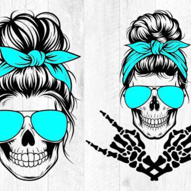 Svg Messy Hair Skull - Etsy