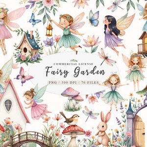 Magical Garden Fairies Clipart Bundle | Cute Fairy Pngs for Kids ...