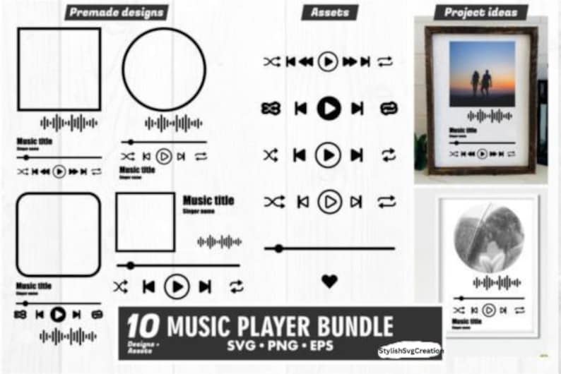 Music Player Acrylic Template SVG PNG EPS | Custom Spotify Style ...
