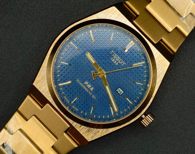 Tissot PRX Gold-tone Stainless Steel With Blue Dial Men's Watch - Etsy