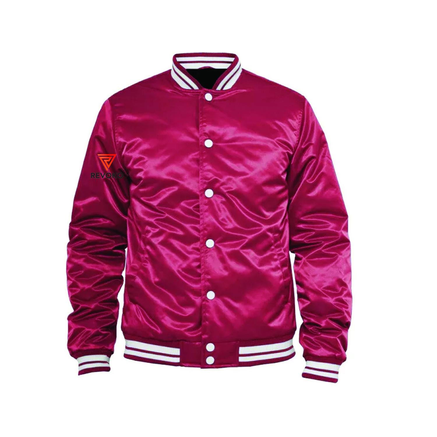 Custom Satin Baseball Jacket Varsity Jacket Snap-up College Baseball ...