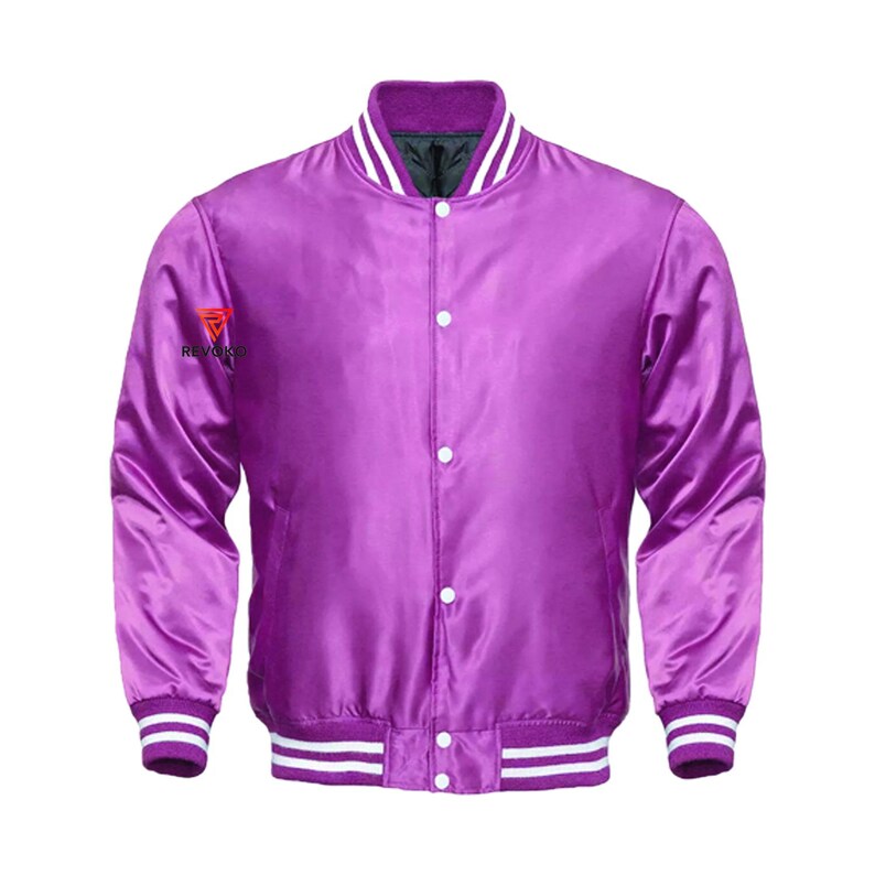 Custom Satin Baseball Jacket Varsity Jacket Snap-up College Baseball ...