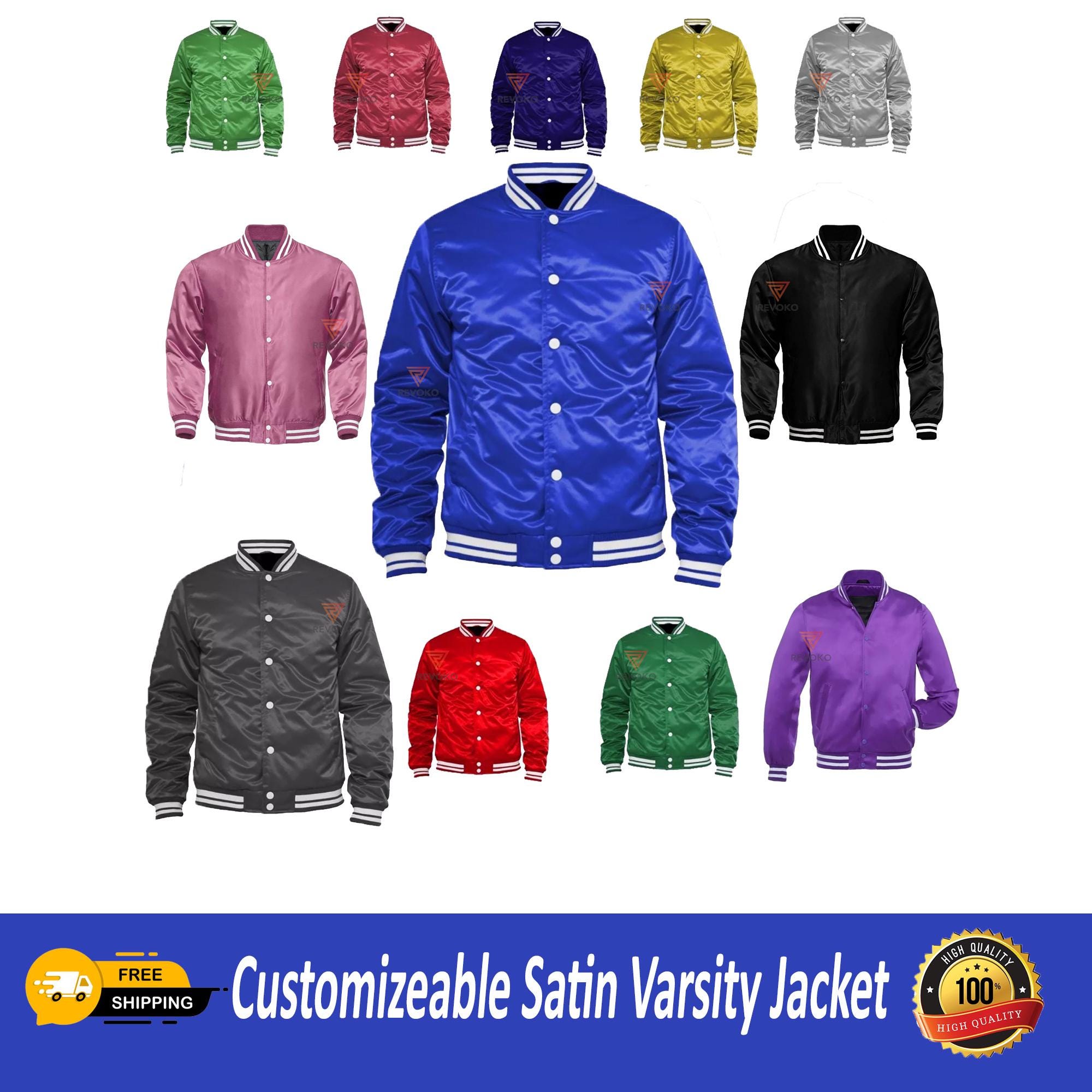 Custom Satin Baseball Jacket Varsity Jacket Snap-up College Baseball ...