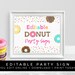 Editable Donut Sign Birthday Printable Party Decorations | Etsy