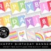 Rainbow Birthday Banner Printable Party Decorations Editable | Etsy