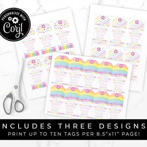 Rainbow Birthday Favor Tags Printable Thank You Tag Party Decorations ...