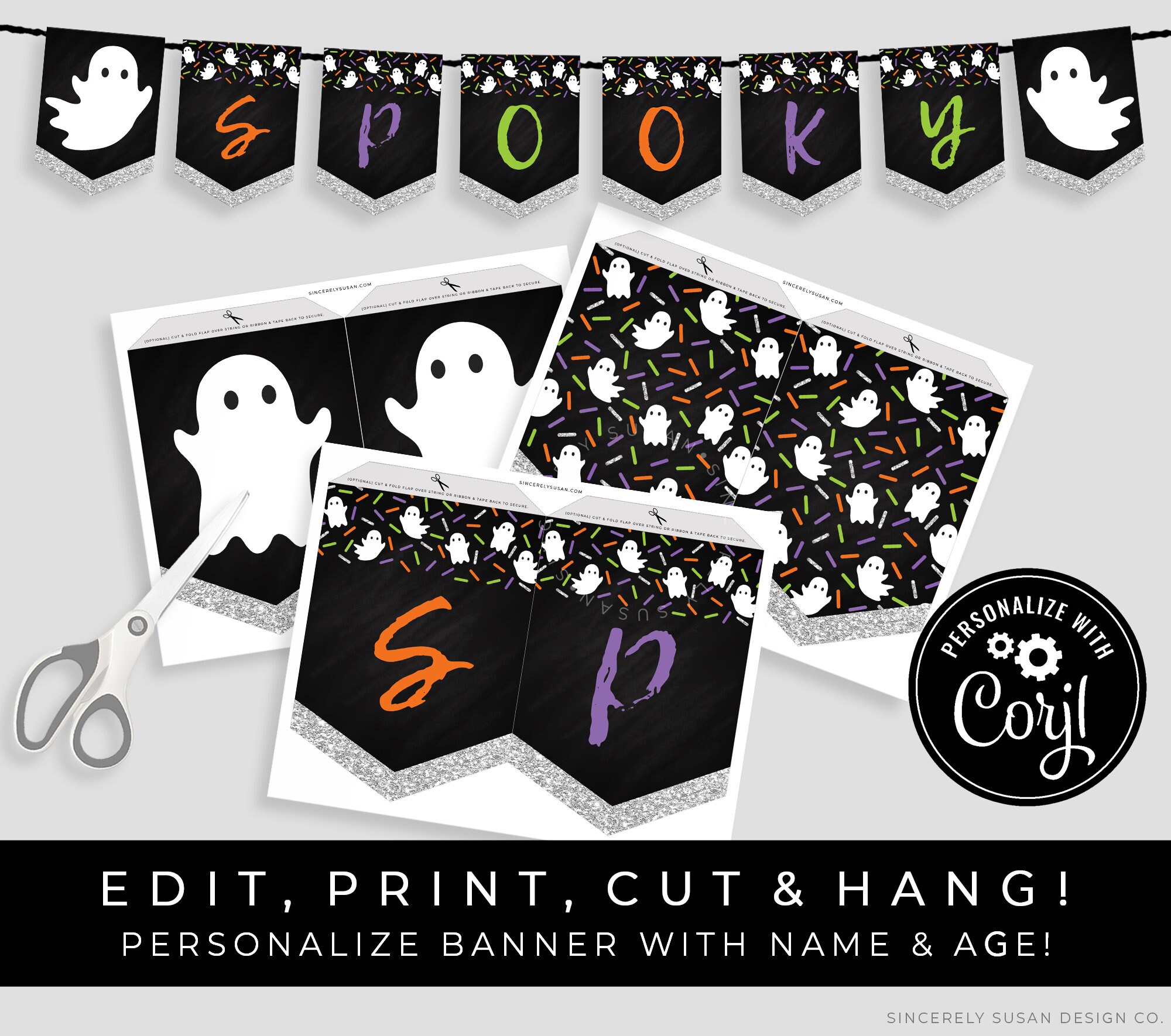 Ghost Halloween Party Banner Printable Halloween Birthday | Etsy