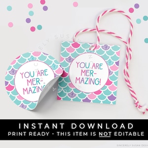 Instant Download MERMAID Tag You Are Mermazing Friend Thank You Gift ...