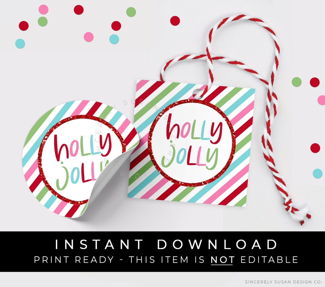 Instant Download Holly Jolly Christmas Cookie Tag, Holiday Bright and ...