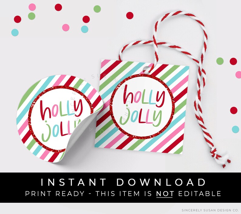 Instant Download Holly Jolly Christmas Cookie Tag Holiday - Etsy