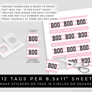 Instant Download BOO Halloween Tag Printable, Ghost Pink Halloween ...