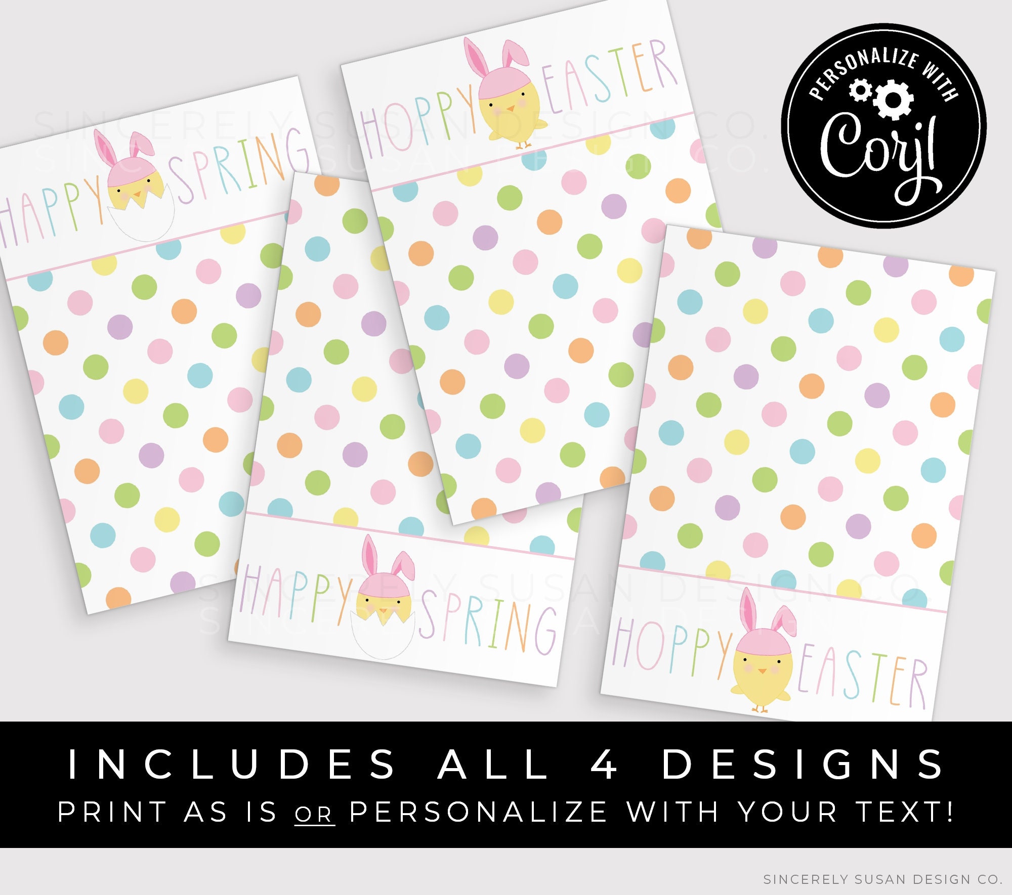 CUSTOMIZABLE Easter Cookie Card, Personalized Printable Spring Bunny ...