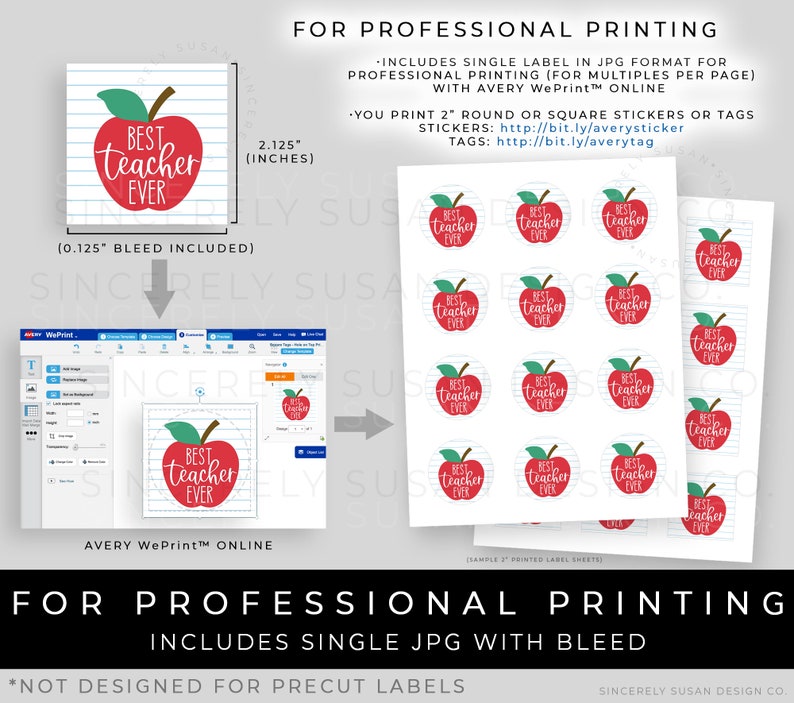 Instant Download Best Teacher Ever Apple Teacher Appreciation | Etsy