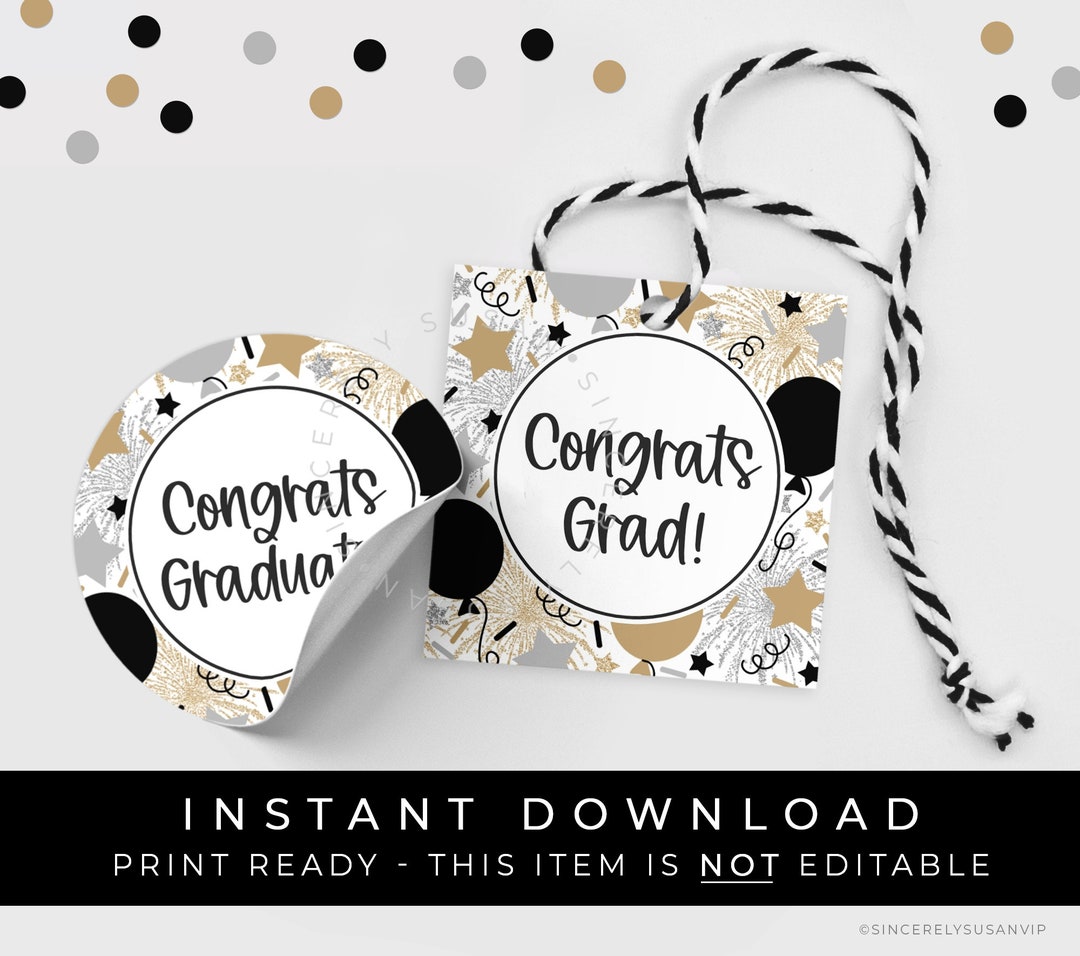 Instant Download Congrats Grad Tag, Congratulations Graduate Printable ...