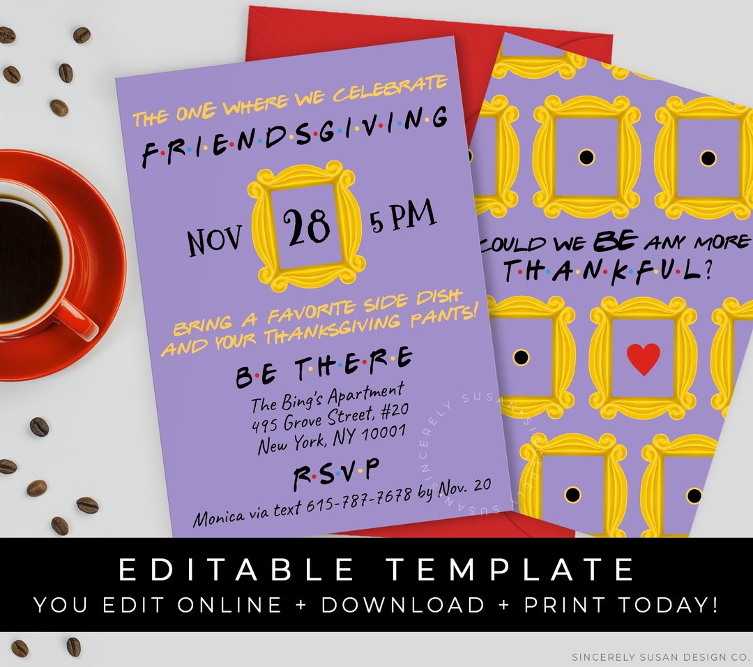 Friendsgiving Invitation Friends TV Show Inspired Theme Thanksgiving ...