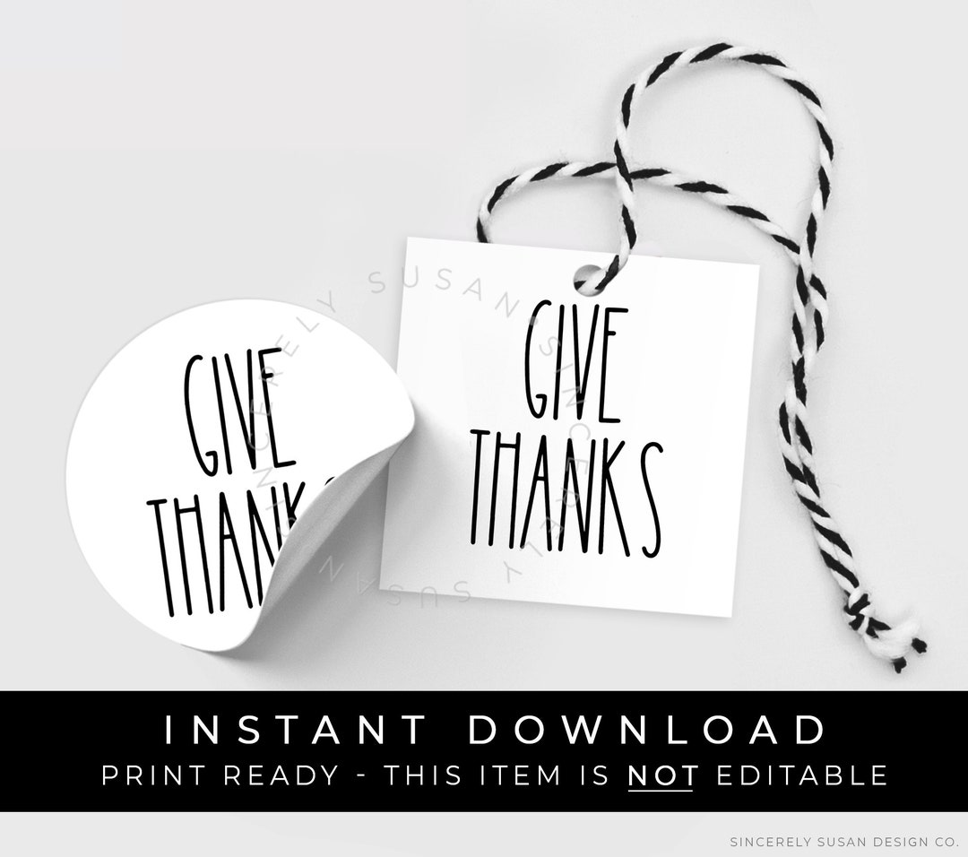 Instant Download Give Thanks Cookie Tag Printable, Farmhouse Inspired ...