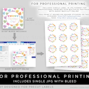 Instant Download Happy Valentine's Day Cookie Tag, Rainbow Candy Hearts ...