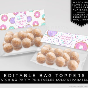 Donut Birthday Cupcake Toppers Printable Party Decorations Confetti ...