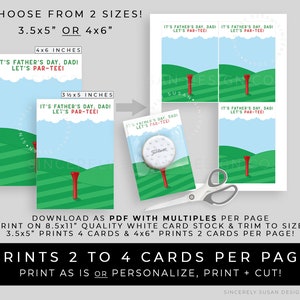 CUSTOMIZABLE Golf Cookie Cards, Personalized Printable Father's Day ...