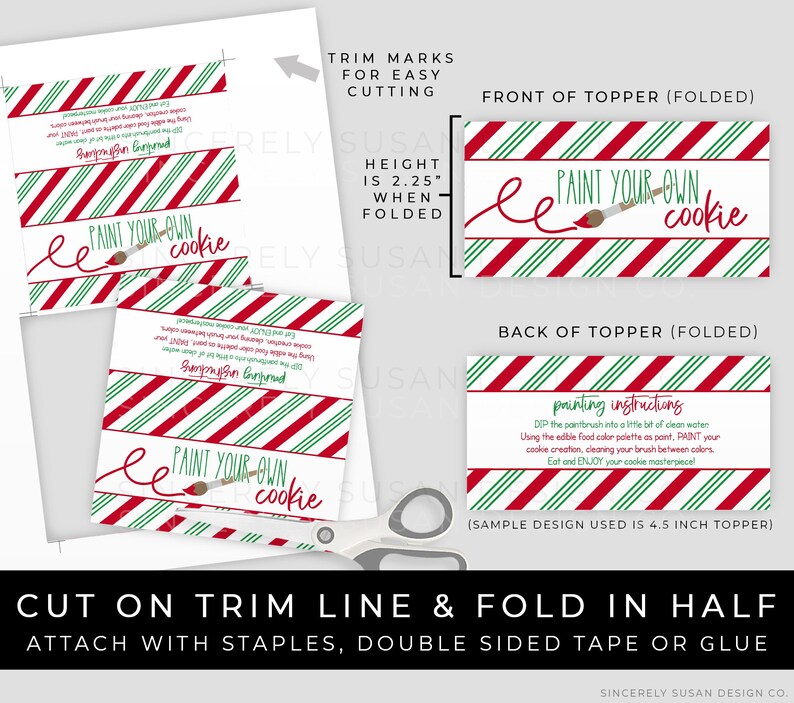 Instant Download Large Paint Your Own Christmas Cookie Bag Topper ...