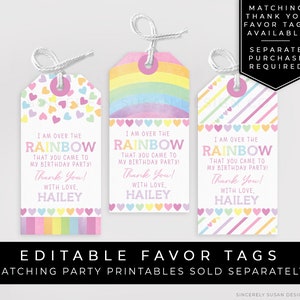 Pastel Rainbow Food Tent Cards, Printable Birthday Party Rainbow Heart ...