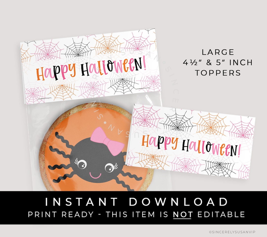 Instant Download Large Pink Halloween Spider Bag Topper, Happy ...