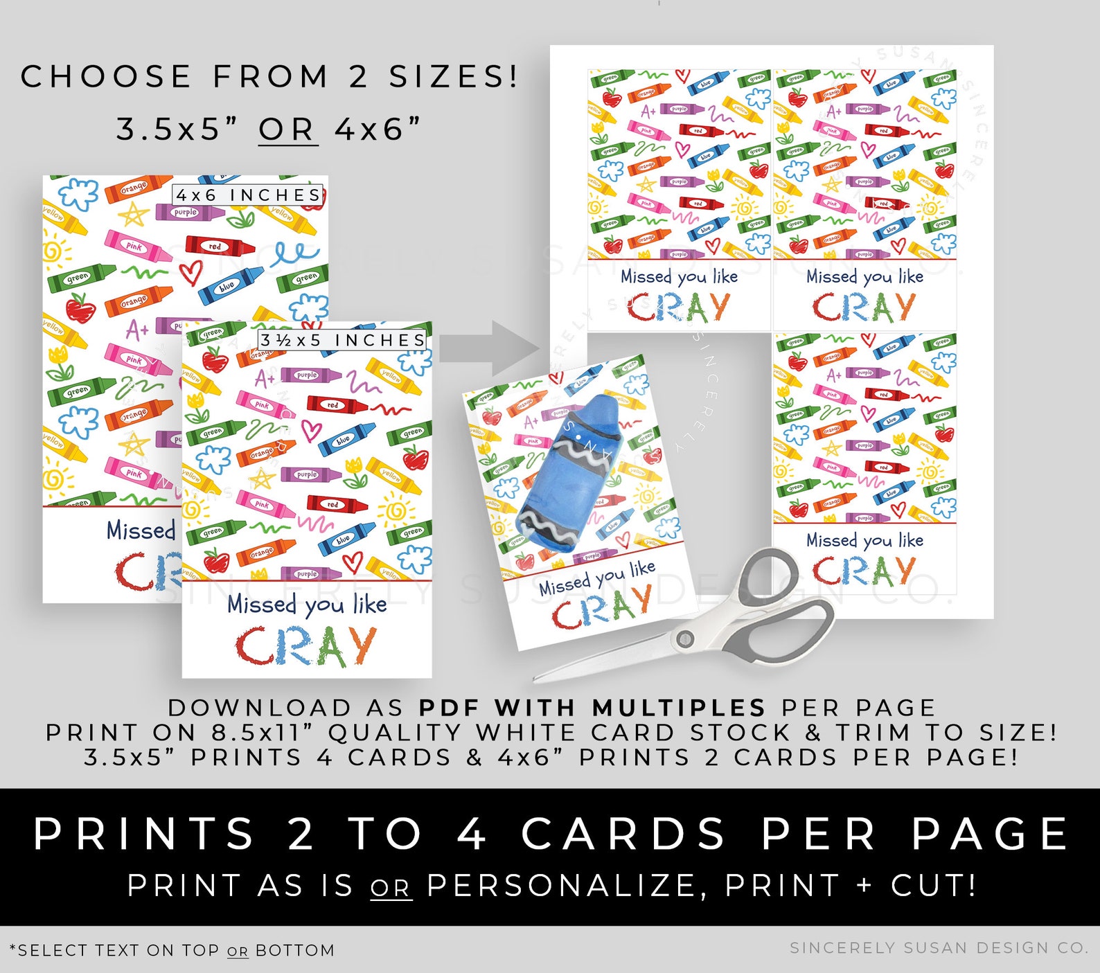 CUSTOMIZABLE Crayons Back to School Printable Cookie Cards - Etsy