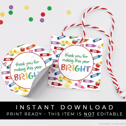 Instant Download Teacher Appreciation Gift Tag Printable You - Etsy