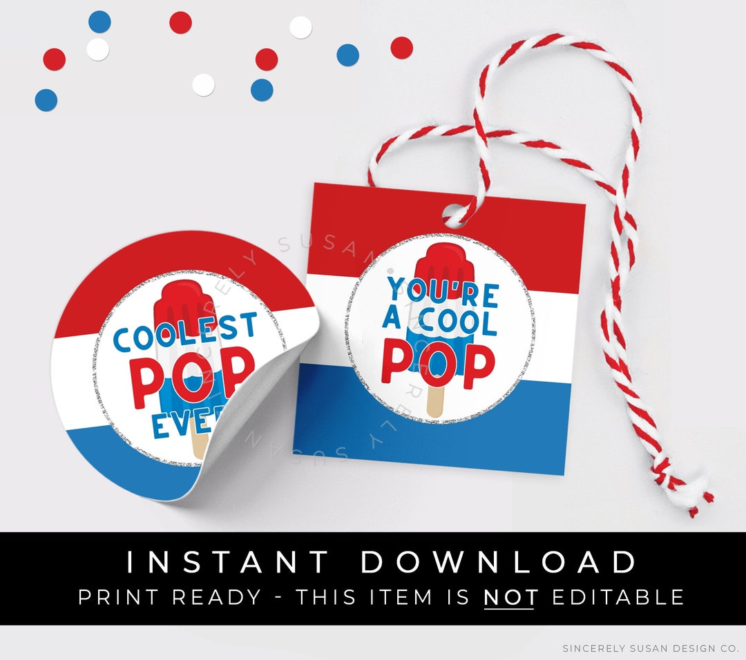 Instant Download Cool Pop Father's Day Patriotic Popsicle Gift Tag ...