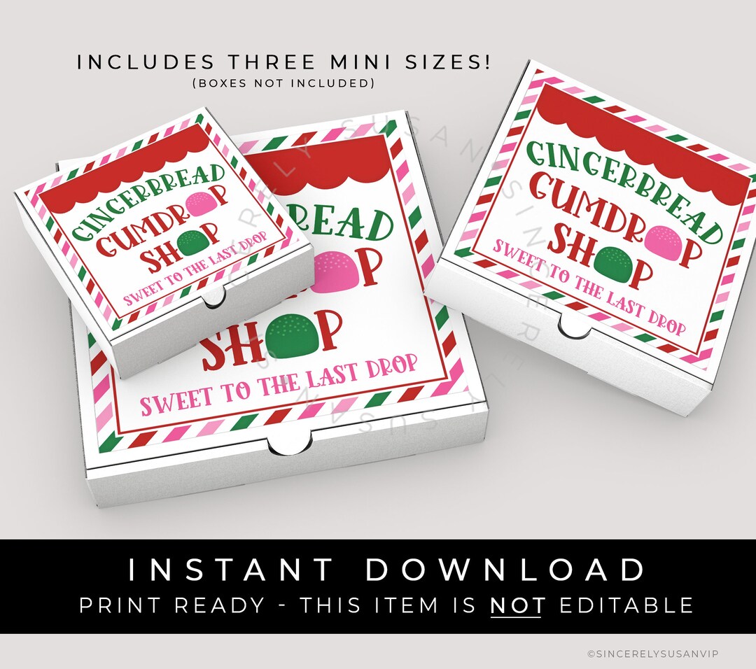 Instant Download Gingerbread Gumdrop Shop Cookie Tag, Gingerbread Shop ...