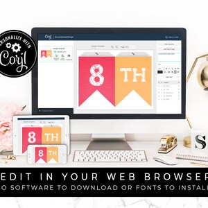 Rainbow Birthday Banner Printable Party Decorations Editable Rainbow ...