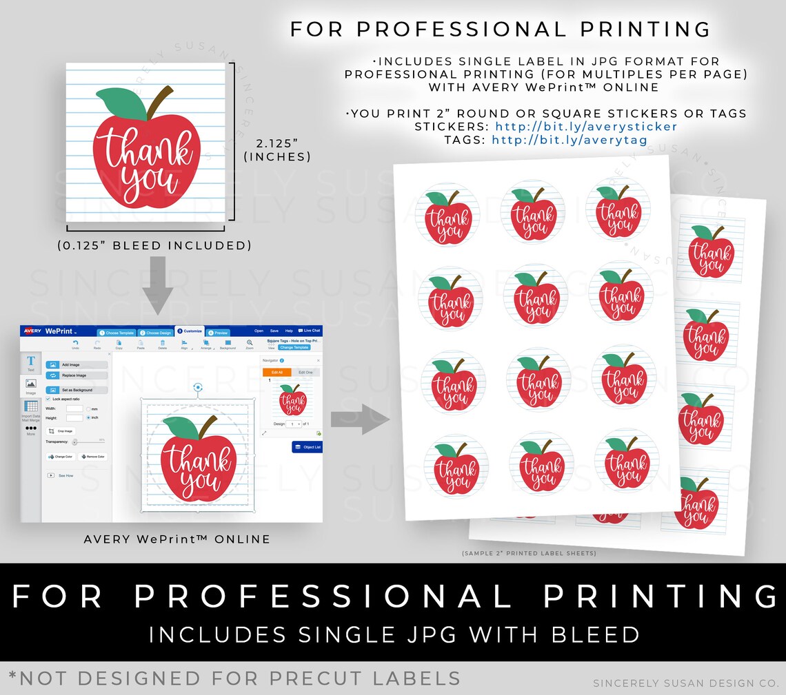 Instant Download Apple Thank You Teacher Gift Tag Printable, Apple ...