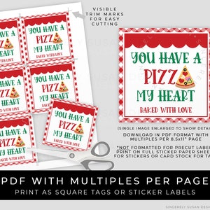Instant Download Valentine Mini Pizza Cookie Label, You Have a Pizza My ...
