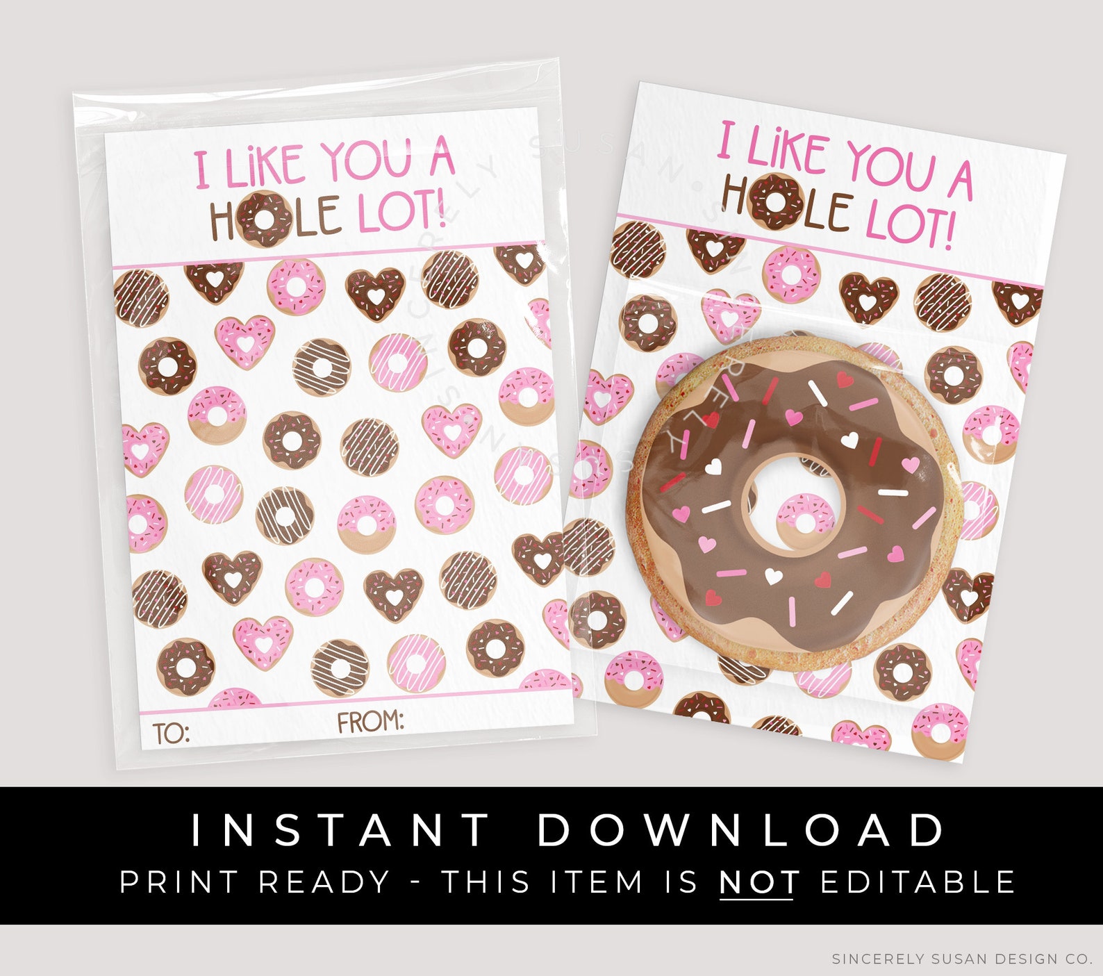 Instant Download Valentine Donuts Mini Cookie Card I Like You | Etsy