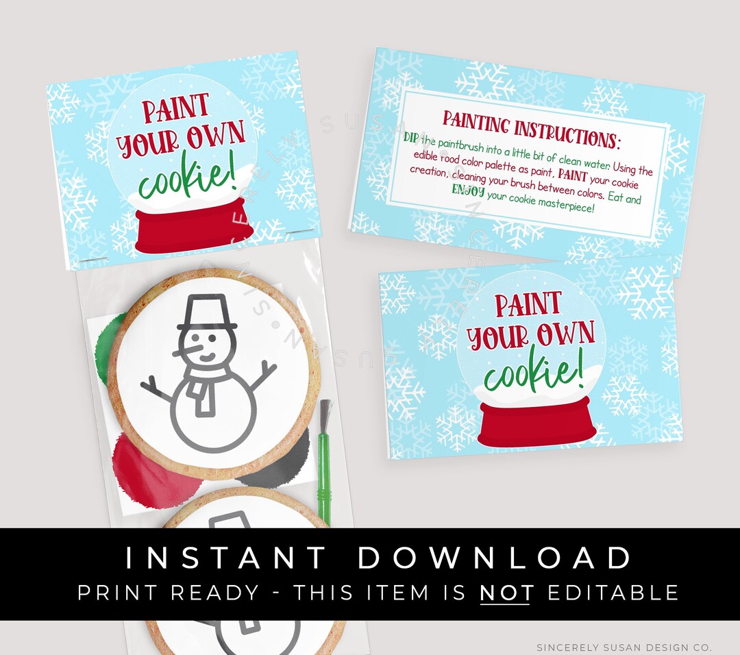 Instant Download Paint Your Own Christmas Cookie Bag Topper, Printable ...