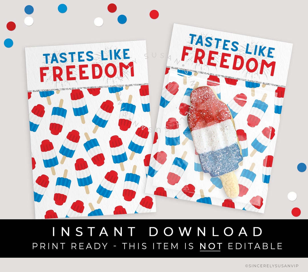 Instant Download Tastes Like Freedom Patriotic Popsicle Mini Cookie ...