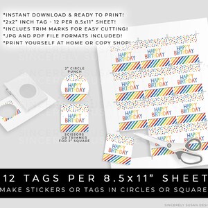 Instant Download HAPPY BIRTHDAY Rainbow Confetti Tag, Rainbow Sprinkles ...