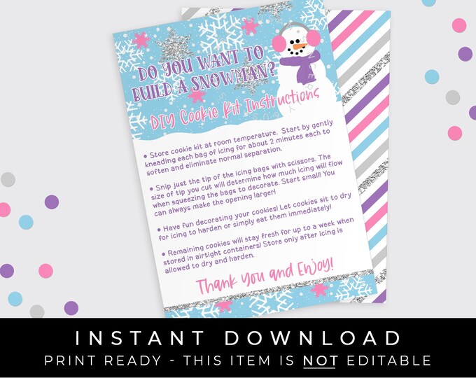 Instant Download Christmas Snow Globe Mini Cookie Card Printable, Merry ...