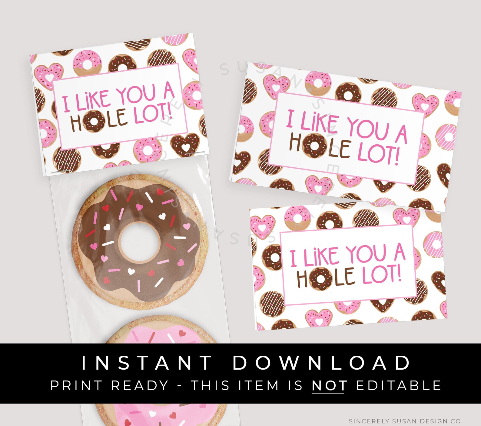 Instant Download Valentine Donut Cookie Bag Topper, Printable I Like ...