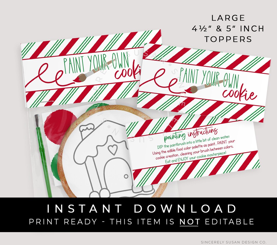 Instant Download Large Paint Your Own Christmas Cookie Bag Topper ...