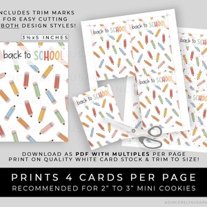Instant Download Back to School Cookie Card Printable, Pencil First Day ...