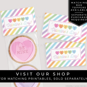 CUSTOMIZABLE Happy Valentine's Day Candy Hearts Cookie Tag, Rainbow ...
