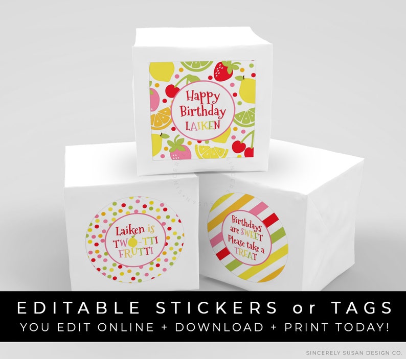 Tutti Frutti Birthday Favor Tag Round Sticker Fruit Party - Etsy