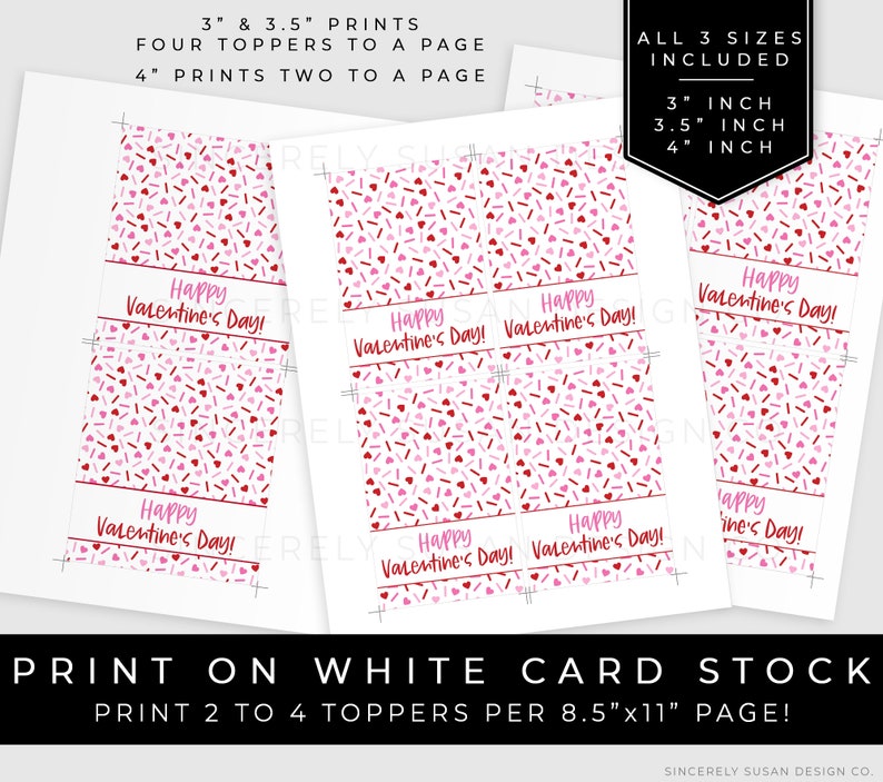 Instant Download Happy Valentine's Day Bag Topper Printable, Sprinkled ...