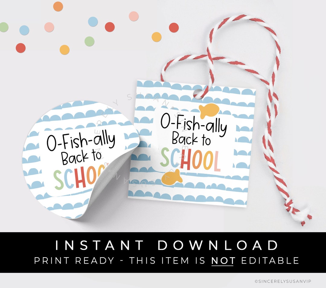 Instant Download O-fish-ally Back to School Cookie Tag, New School Year ...