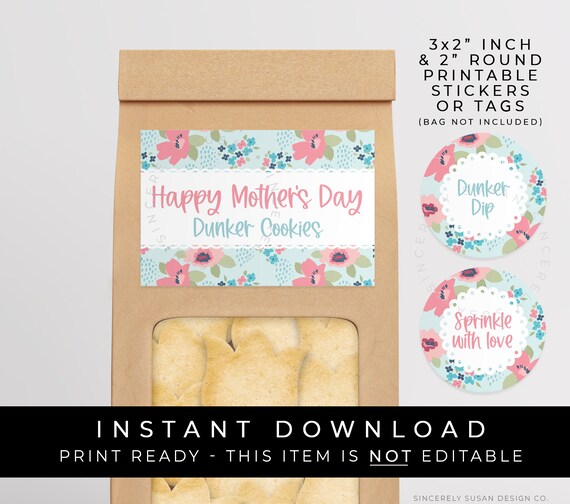 Instant Download Mother's Day Dunker Cookies Printable | Etsy