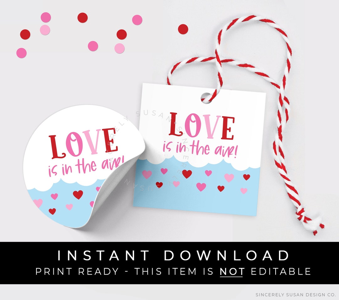 Instant Download Love is in the Air Valentine's Day Cookie Tag, Clouds ...