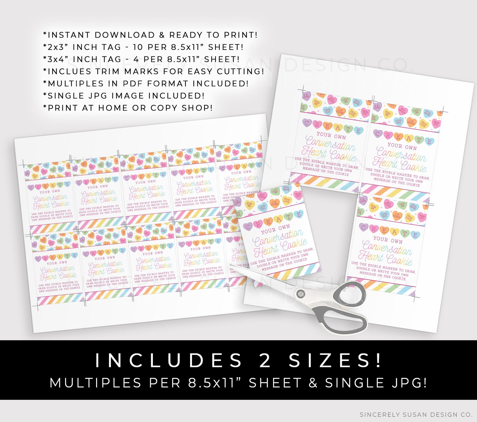 Instant Download Valentine's Day Create Your Own Candy Heart Tag ...